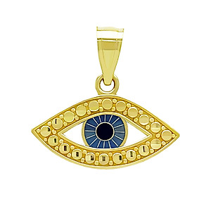 Charm America - Gold Evil Eye Charm with Enamel - 10 Karat Solid Gold - Evil Eye Protection Pendant