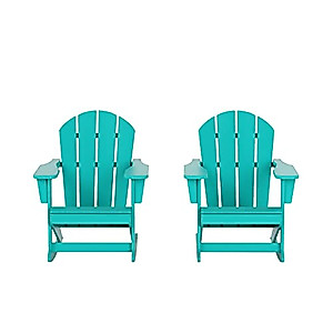 WO Home Furniture Adirondack Rocking Chair Set of 2PCS Patio Outdoor Chairs (Turquoise)
