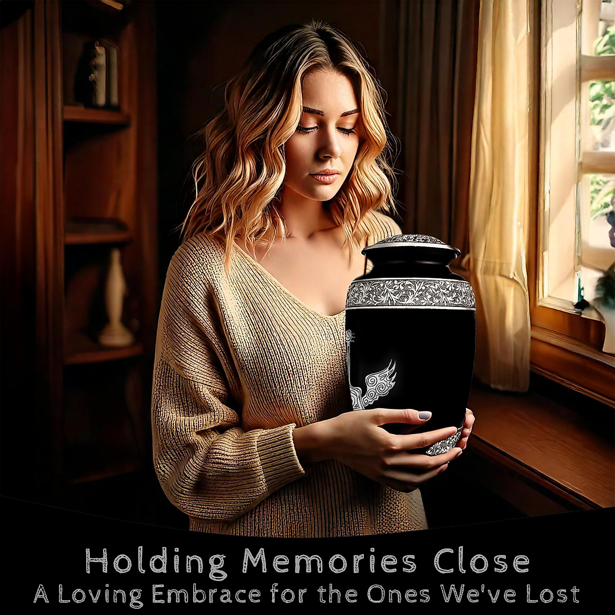 Displayex India Hand Engraved Guitar Urns for Human Ashes Adult Male Female - Urns for Men Women Human Ashes, Cremation Urn Human Ashes, Dog Cat Pet Memorial Urn, Keepsake Box