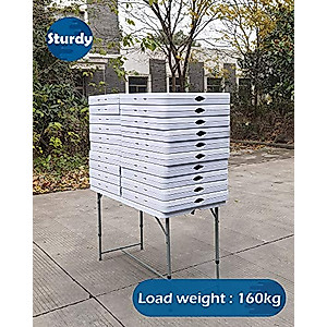 deaciber 4ft Folding Table with 3 Adjustable Heights Heavy Duty Indoor Outdoor for Garden Party Patio BBQ Dining Picnic Camping