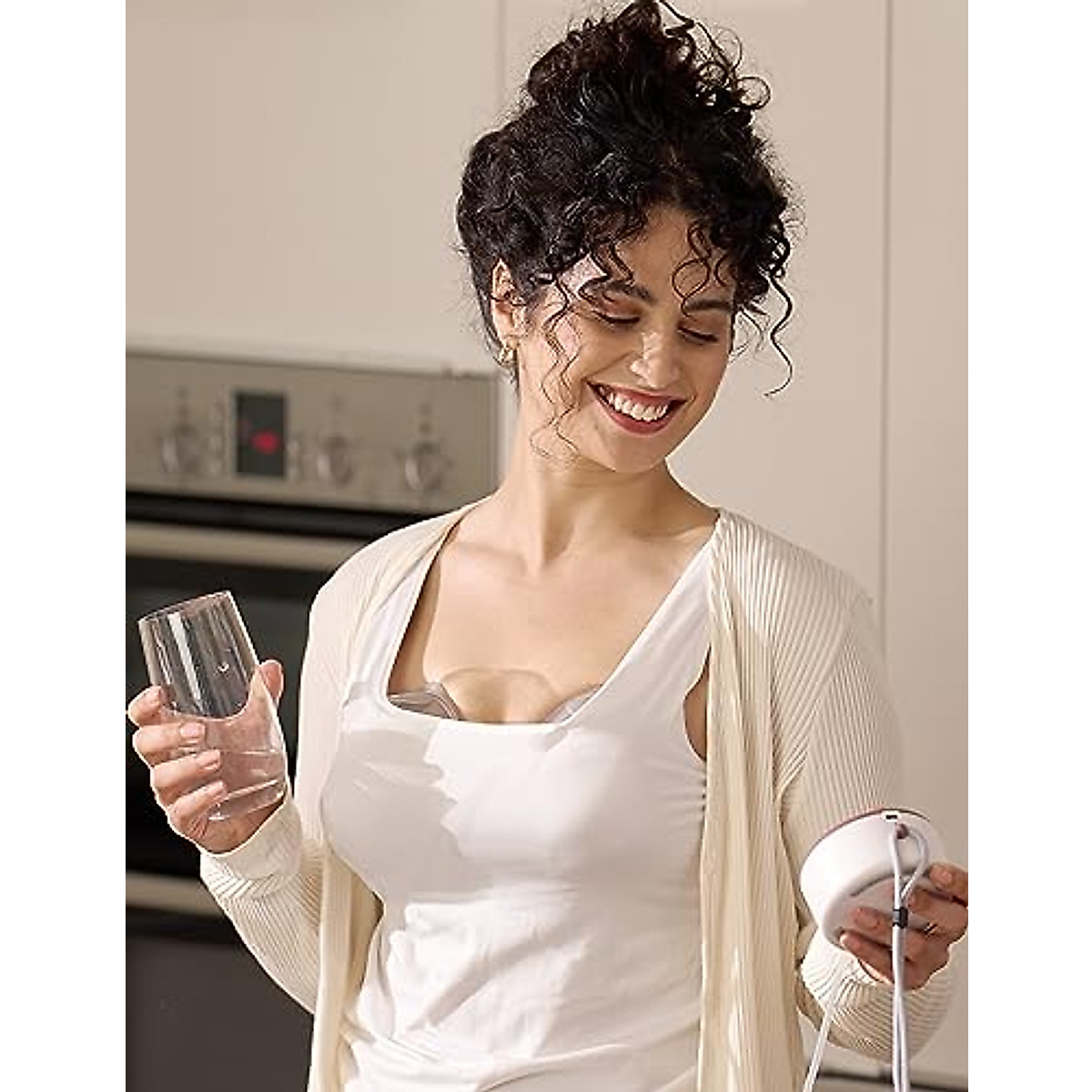 Momcozy Hospital Grade Breast Pump V1, Hands-Free & Portable Double Electric Breast Pump, Smart Touch Screen, 3 Modes & 9 Levels Wearable Pump with 5 Flange Sizes