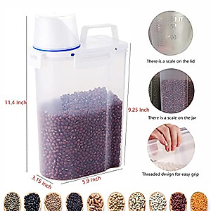 2Pack Cereal Storage Container Set with Lids,Food Containers with Measuring Cup for Flour,Sugar,Grain,Rice&Baking Supply-Airtight Kitchen & Pantry Bulk Food Storage for Kitchen Organization,Clear 2.5L