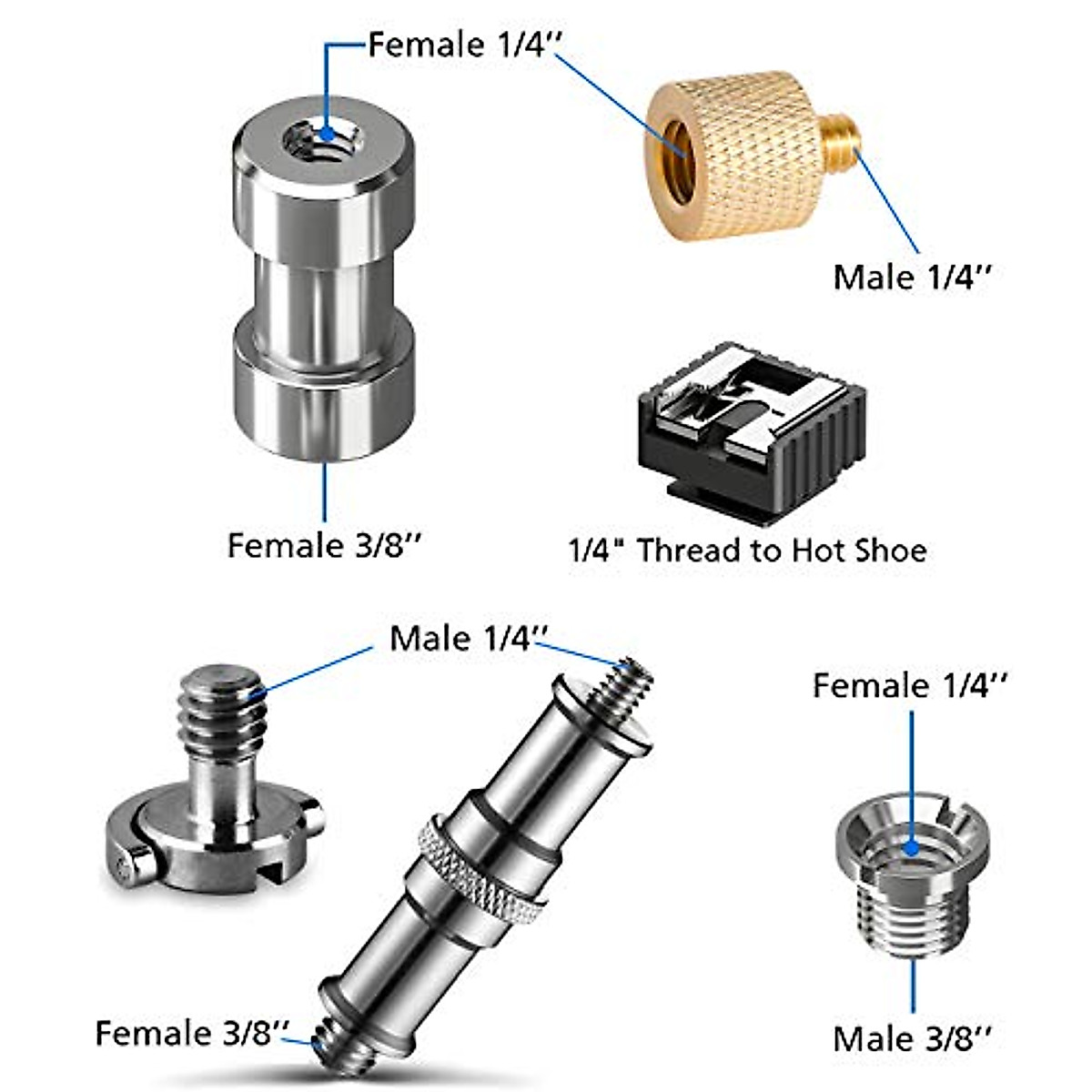 Camera Screw Mount Set, PAMOWO 26Pcs 1/4 Inch and 3/8 Inch Converter Threaded Screws Adapter Flash Shoe Mount for DSLR Camera/Tripod/Monopod/Ballhead/Flash Light/Quick Release Plate