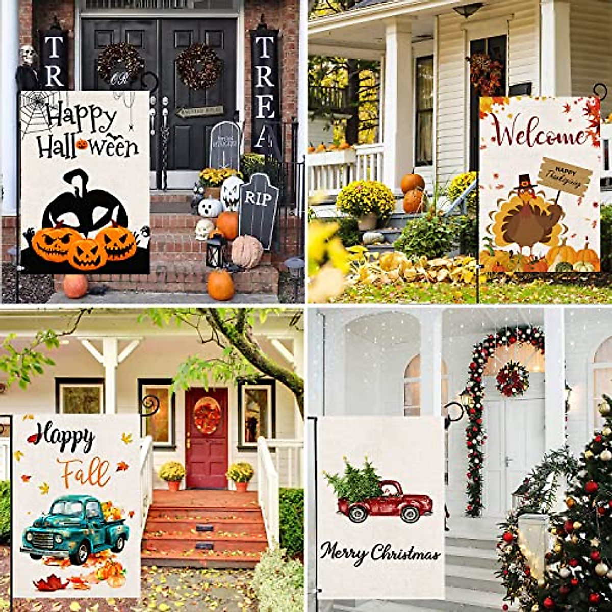 Seasonal Garden Flags Set of 12 Double Sided 12 x 18 Inch Yard Flags Small Welcome Garden Flags for Outside, Spring Valentines Easter St Patricks Day Outdoor Flags Holiday Garden Flags for All Seasons