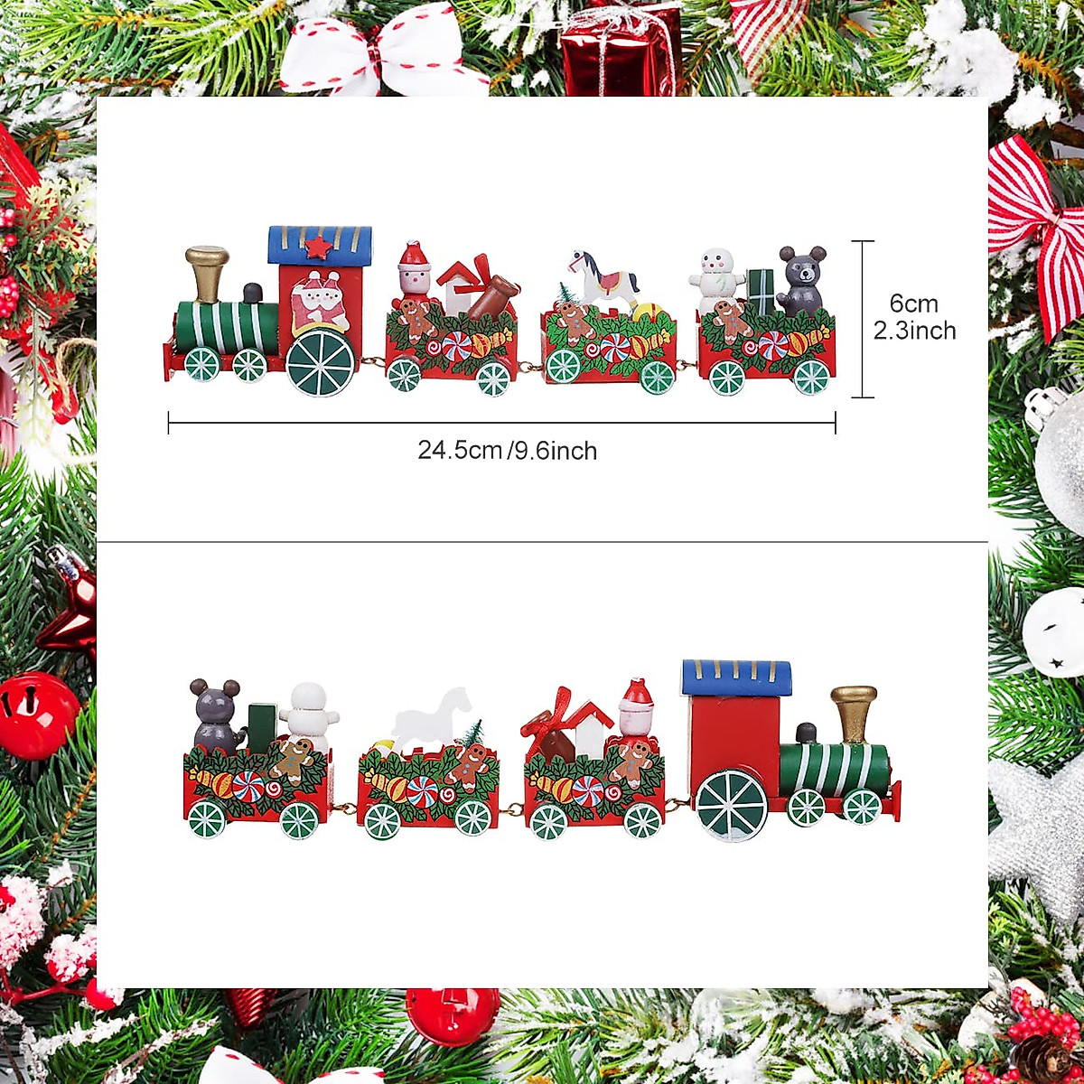 LEMESO Christmas Wooden Train Set, Christmas Train Ornament Toys for Kids, Christmas Gift for Kids