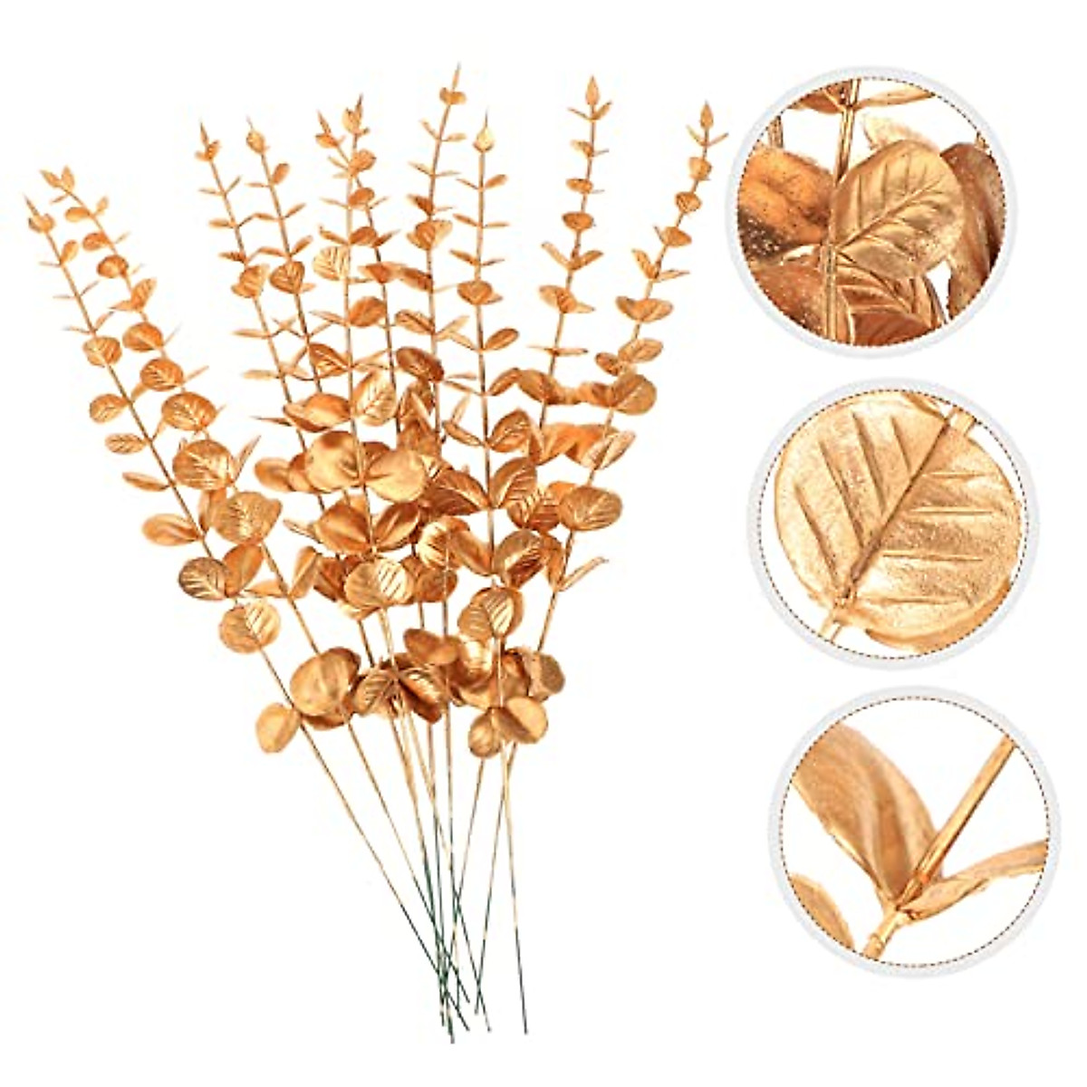 NOLITOY 10Pcs Eucalyptus Leaves Gold Home Decor Green Leaves Artificial Flowers Green Leaves Decor Faux Silver Eucalyptus Fall Decor Plants Artificial Greenery Stems Plastic Vase Decors