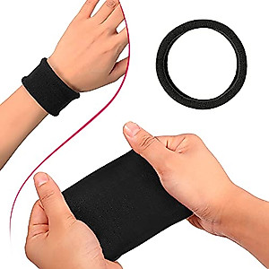 EBOOT 20 Pieces Large Cotton Stretch Hair Ties Bands Rope Ponytail Holders Headband for Thick Heavy or Curly Hair, 6.5 cm in Diameter (Black)