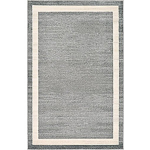 Unique Loom Del Mar Collection Area Rug-Transitional Inspired with Modern Contemporary Design, Rectangular 5' 0" x 8' 0", Gray/Ivory
