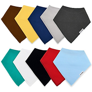 Meerdif Baby Bandana Drool Bibs 10-Pack Baby Bibs for Boys, Girls, Unisex for Teething and Drooling (Plain 1) by TheAZBaby
