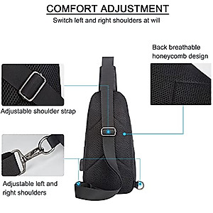 Qidelong Sling Bag - Anti Theft Crossbody Chest Bag Shoulder Backpack with USB Charging Port Satchel Daypack for Hiking Travel