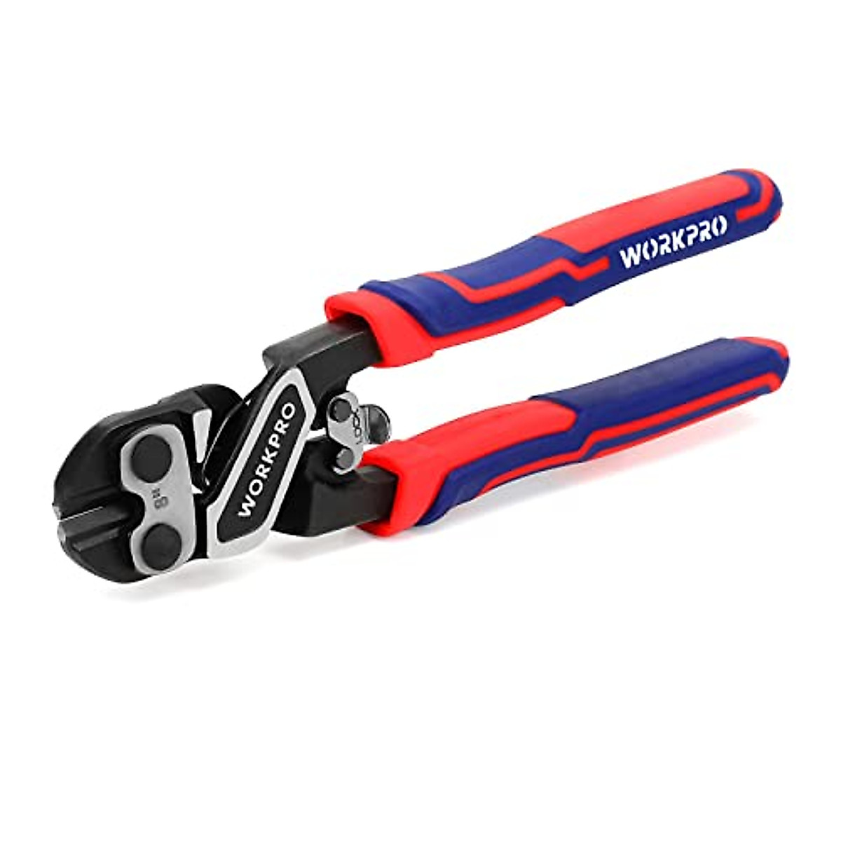 WORKPRO 8" Mini Bolt Cutter, Three-color Bi-Material Ergonomic Handle with Security Lock & More Efficient Leverage, Chrome Molybdenum Steel Blade