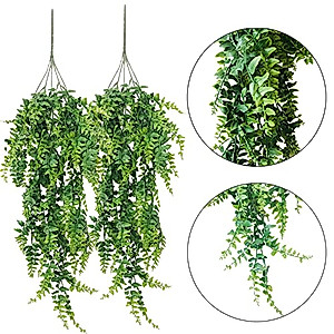 Allazone 2 Pack Reptile Plants Hanging Fake Vines, Artificial Leaves Climbing Terrarium Plant with Suction Cup for Bearded Dragons Lizards Geckos Snake Pets Hermit Crab and Tank Habitat Decorations