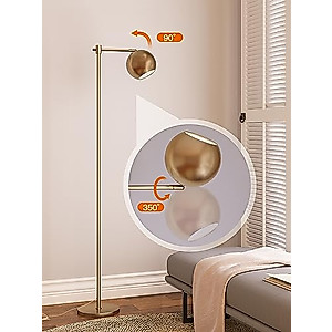 addlon Globe Gold Floor Lamp, 63 Inches Remote Control Mid Century Modern Floor Lamp with Metal Dome Shade,Antique Standing Lamp Adjustable for Living Room Reading Bedroom Home Office