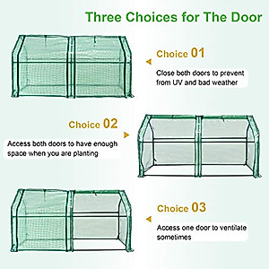 SUNGIFT Mini Greenhouse for Outdoors, Portable Hot House, Large Roll-up Doors with Zipper, PE Garden Bed Cover for Plants, 71 X 36 X 36 Inch