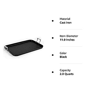 NutriChef Nonstick Stove Top Grill Pan - PTFE/PFOA/PFOS Free Need two Burners 20" x 13" Hard-Anodized Non stick Grill & Griddle Pan - Kitchen Cookware, Dishwasher Safe NCGRP59
