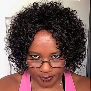 Brazilian Kinky Curly 10 Inch Human Hair Wigs for Black Women - Wear and Go Glueless Short Wig with Natural Color - 100% Human Hair