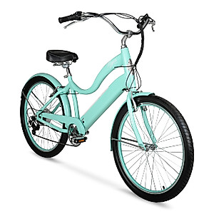 Hyper Bicycles E-Ride 26" Ladies 36V Electric Cruiser E-Bike with Pedal-Assist, 250W Motor, Turquoise