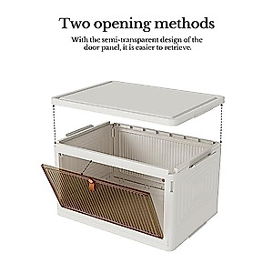 Waissdea Storage Bins with Lids 23Qt, 3 Packs Stackable Storage Bins with Wheels, Magnetic Door, Leather Handle, Plastic Storage Containers for Bedroom, Living Room, Kitchen, Bathroo