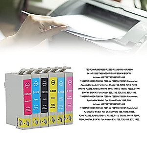 Ink Cartridge BK C M Y LC LM 6 Colors Printing Accessory Part Clear Printing Large Capacity Broad Utility for Photo Paper Document (T0811N/T0812N/T0813N/T0814N/T0815N/T0816N)