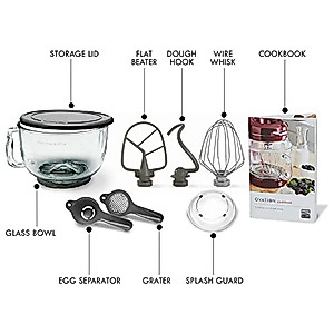 Kenmore Elite Ovation Electric Stand Mixer 5 Qt 500 Watt 10-Speed Motor Revolutionary Pour-In Top Tilt Head Beater Whisk Dough Hook Planetary Mixing 360-Degree Splash Guard Glass Bowl with Lid, Red