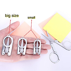 Foldable Small Scissors,Portable Mini Travel Scissor,Big Size Stainless Steel Folding Scissor with Keychain Pointy Small Sewing Fold Up Scissors Craft Camping 4 pack