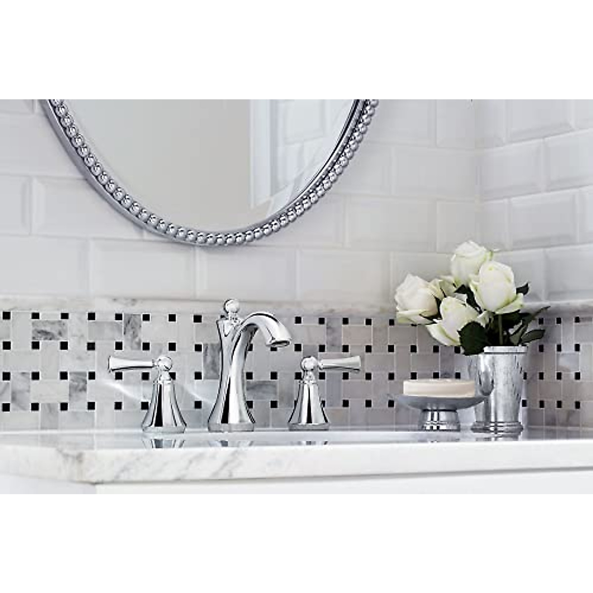 Moen Wynford Chrome Two-Handle Widespread High-Arc Bathroom Faucet, Valve Sold Separately, T4520