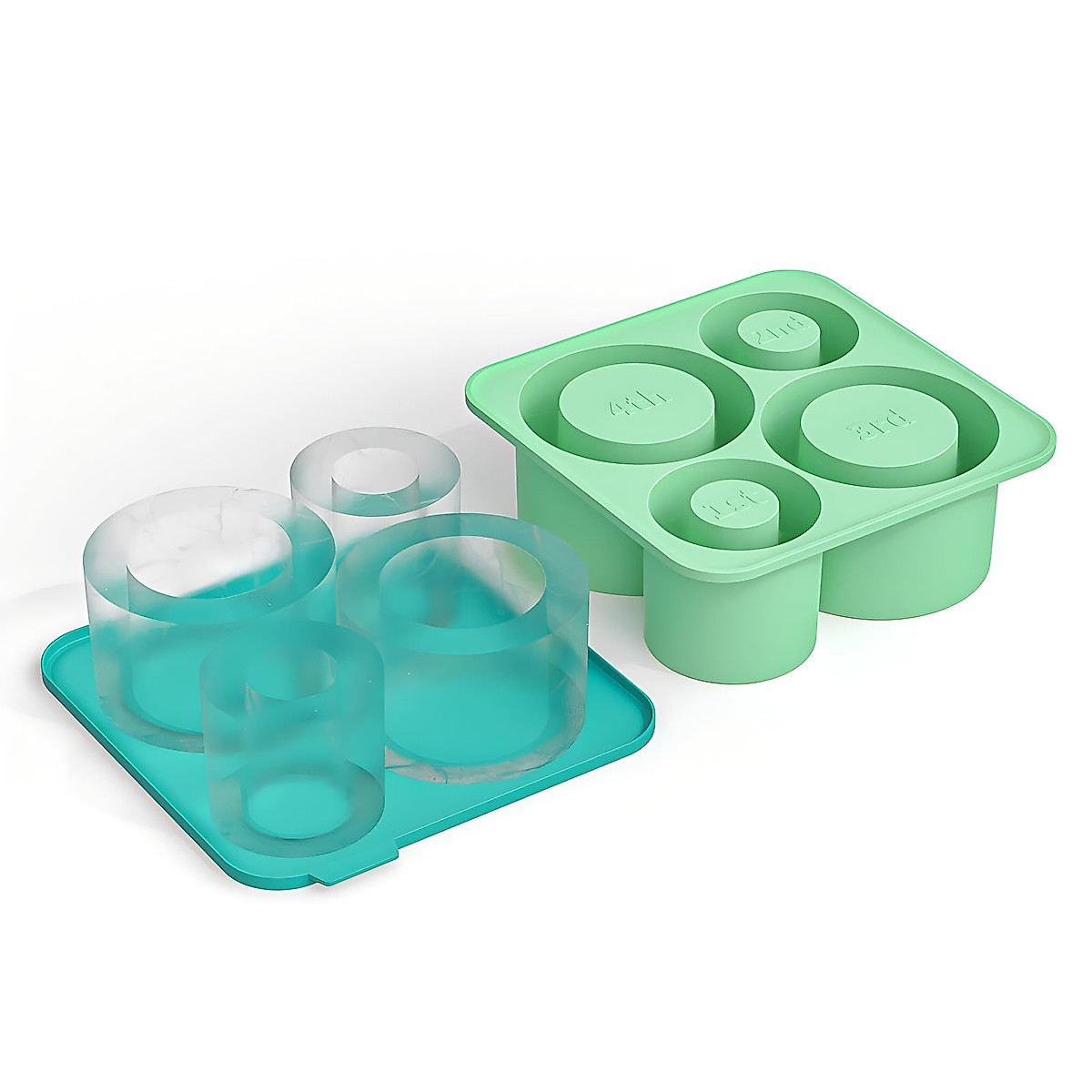 Ahorasky Tumbler Ice Mold for Stanley Cup 40 oz 30 oz 20 oz 14 oz - Upgrade 4-Cavity Silicone Ice Mold with Lid, Easy Fill and Release for Ice Drink, Whiskey for Stanley Cup Accessories