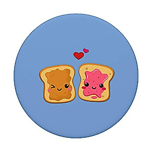 Blue Kawaii Peanut Butter Jelly PB J Valentine Day Gift Idea PopSockets PopGrip: Swappable Grip for Phones & Tablets