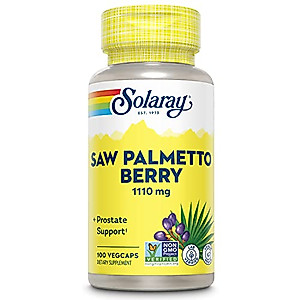 SOLARAY Saw Palmetto Berry 555mg | Healthy Prostate Support from Fatty Acids & Plant Sterols | Non-GMO, Vegan & Lab Verified | 100 VegCaps