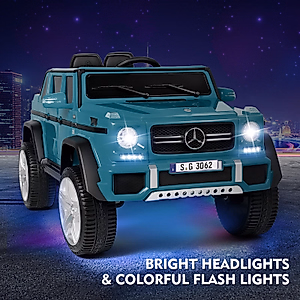 JOYLDIAS Kids Ride On Cars, Licensed Mercedes-Benz Maybach G650S, 12V7A Battery Powered Toy Electric Car for Kids w/2.4G Remote Control, 2 Motors, 3 Speeds, Music, Horn, LED Lights, Peacock Blue