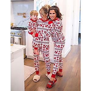 Ekouaer Christmas Pregnancy Pajamas Red Elk Pjs Long Sleeve Nursing Sleepwear for Hospital Christmas Stripe L