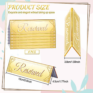 6 Pieces Reserved Table Sign Wedding Reserved Signs for Tables Gold Acrylic Reserved Table Tent Signs Guest Reservation Table Seat Sign for Restaurant Seating Wedding Office Meeting Party