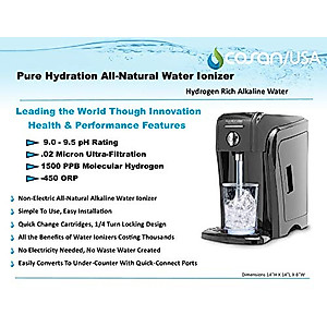 Pure Hydration Alkaline Water Machine | Hydrogen Infused Water | Water Purifier | Countertop Water Filter | Natural Water Ionizer | PH Water, Loaded with Antioxidants | Home Water Filter