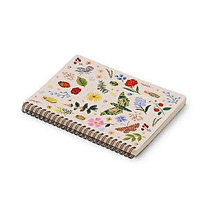 RIFLE PAPER CO. Spiral Notebook | 150 Ruled Pages, Inner Storage Pocket Folders, Double-Spiral Binding, Metallic Gold Foil Accents (8.25" L x 6.25" W), Curio