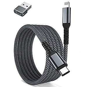 Basesailor USB C to Lightning Charger Cable 10ft with USB Adapter,Apple MFI Certified iOS Type C Power Delivery PD Fast Charging Cord for iPhone 11 12 13 14 Mini Pro Max,SE,iPad 8 9 8th 9th Generation