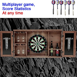 Neconcet Dartboard and Cabinet Set: Sisal Dartboard with Self Healing Bristles and Accessories- Multiple Styles Available (Mars)