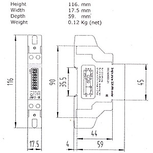 BAYM® 5(32) A 120V 60HZ Single Phase Din Rail KWH Watt Hour Din-Rail Energy Meter LCD KWH 32A