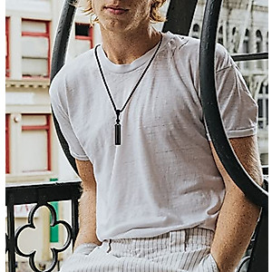 YATOJUZI Obsidian Crystal Necklace Cylindrical Pendant Necklaces Adjustable Rope Healing Crystals Stone Natural Gemstone Necklace Reiki Enger Quartz Jewelry for Women Men