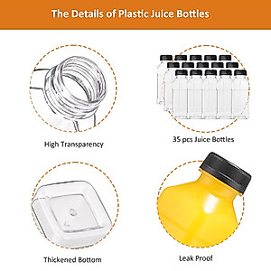 LIYAR 12oz Plastic Bottles with Caps 35 Pack Juice Bottles Reusable Juice Containers Leak-Proof Smoothie bottle with Labels for Drinking,Juicing,Milk,Water(White Lids+Black Lids)