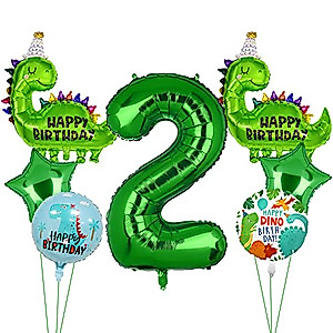 7pcs Dinosaur Balloons, Dinosaur Birthday Number Mylar Foil Balloon Dinosaur Party Party Supplies Dinosaur Birthday Decorations(2nd)