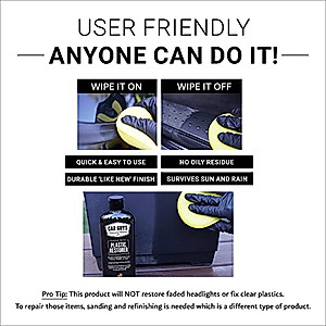 CAR GUYS Plastic Restorer | Bring Plastic, Rubber, and Vinyl Back to Life! | User Friendly Trim Restorer | Safe Auto Detailing Supplies | 8 Oz Kit with Foam Applicator