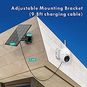 Solar Panel for Wireless Outdoor Security Camera Compatible with DC 5V Rechargeable Battary Powered Surveillance Cam, Continuous Solar Power for Camera(No Camera)