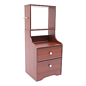 Eapmic 2 Drawers Dresser with Top Cabinet Storage, Nightstand End Bedside Table Storage Cabinet Chest of Drawers with Open Shelf, Wide Storage Space for Home Office,White (2 Drawers,Brown)