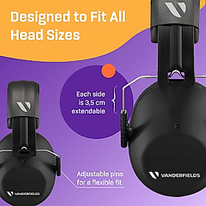 VANDERFIELDS Hearing Protection Ear Muffs for Noise Reduction, 26dB Certified, Noise Cancelling Safety Ear Protection for Shooting, Adult Headphones for Lawn Mowing, DIY, Construction, Woodworking