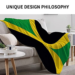 Jamaica Flag Jamaican Blanket Flannel Throw Blanket for Couch,Super Soft Cozy Warm Blanket Lightweight Throws for Bed Living Room, Gifts for Women Birthday Christmas 60"x50"