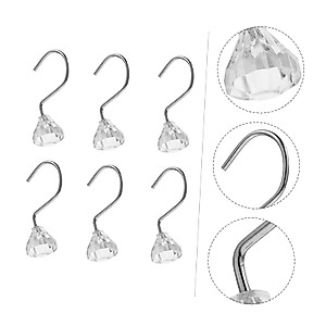 Alipis 12 Pcs Crystal Shower Curtain Hook Clear Hooks Shower Curtains Hooks Metal Shower Curtain Hooks Curtain Tieback Hooks Crystal Rods Curtains Hooks Bathroom Curtain Door Curtain Hook