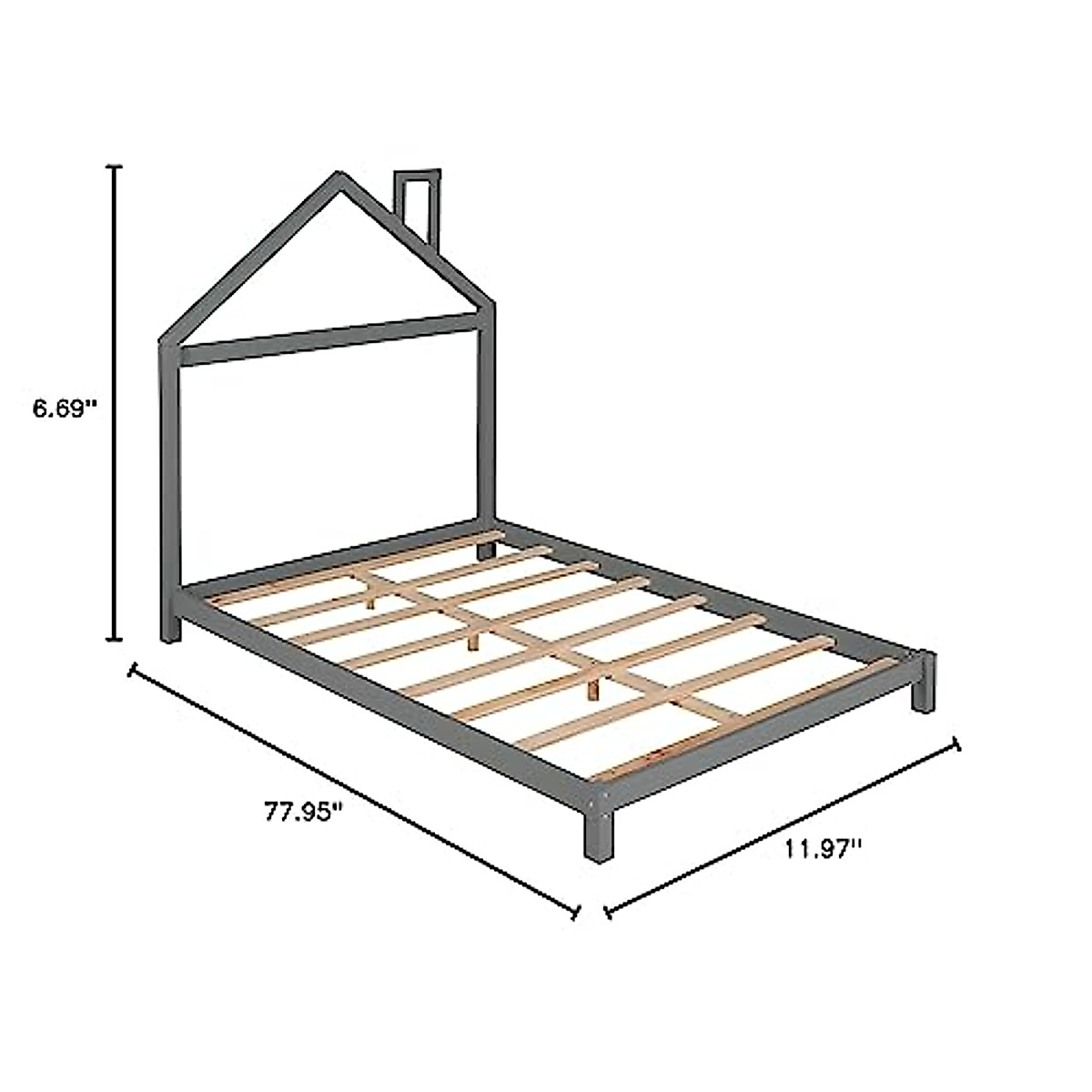 Merax Kids House Beds Full Wood Bed Frames for Boys,Girls, No Box Spring Need (Full, Gray)