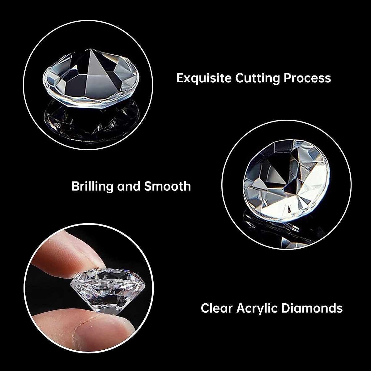 OUTUXED 300pcs 0.8"(20mm) Clear Diamonds Crystals Acrylic Gems Wedding Table Scattering Gemstones Christmas Party Decorations Bridal Shower Vase Fillers, 1.5 LB, with 1 Large Velvet Pouch