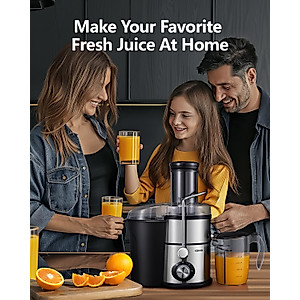 GDOR 1200W Juicer with 3-Speed Setting, Extra Large 3.4” Feed Chute Juicer Machines for Whole Fruits and Veggies, Centrifugal Juicer with 34 Oz Juice Pitcher, BPA-Free, Easy to Clean, Silver