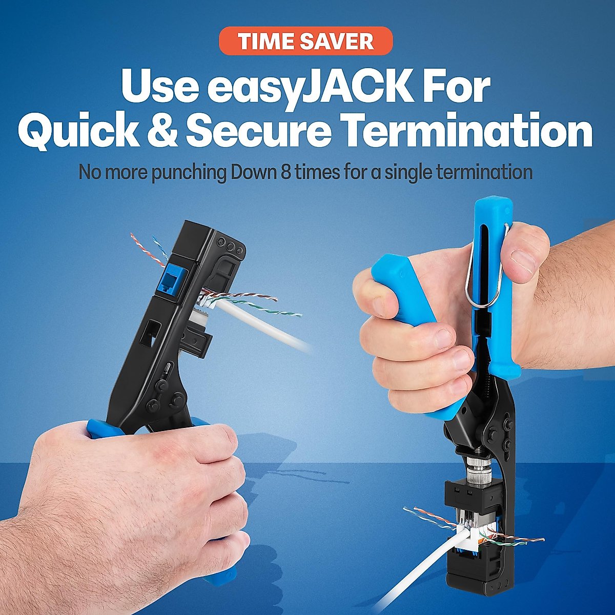Everest easyJACK - 90° Angled Speed Termination Keystone Tool - Time Saver Network Punch Down Tool - To Be Used ONLY with Everest 90° Angled RJ45 Cat5e, Cat6a and Cat6 Keystone Jacks (B087N7QQD2)